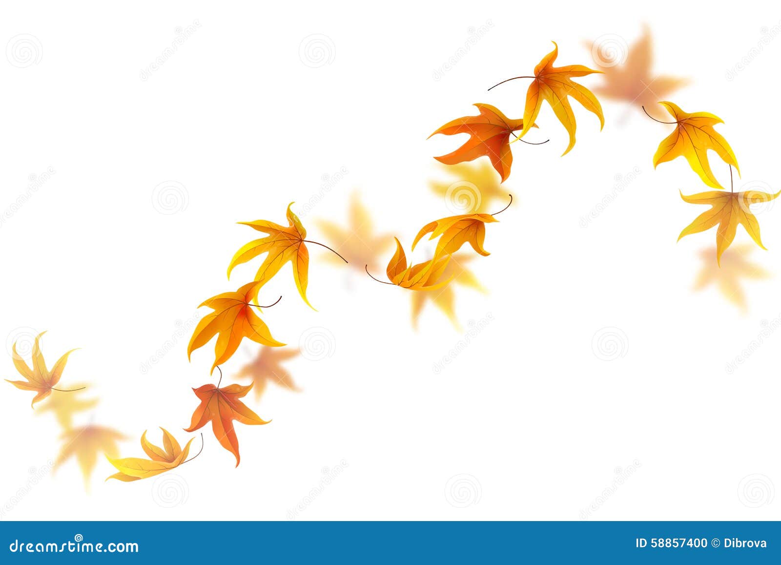 Curve of Autumn Leaves stock vector. Illustration of yellow - 58857400