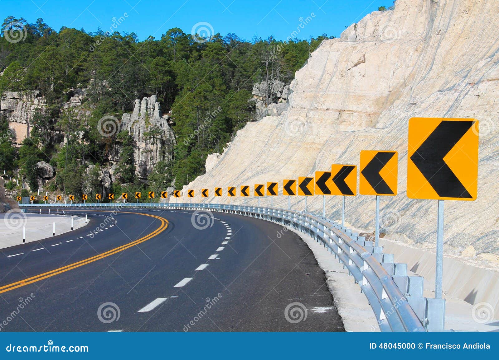 Curve with caution stock photo. Image of drivers, division - 48045000