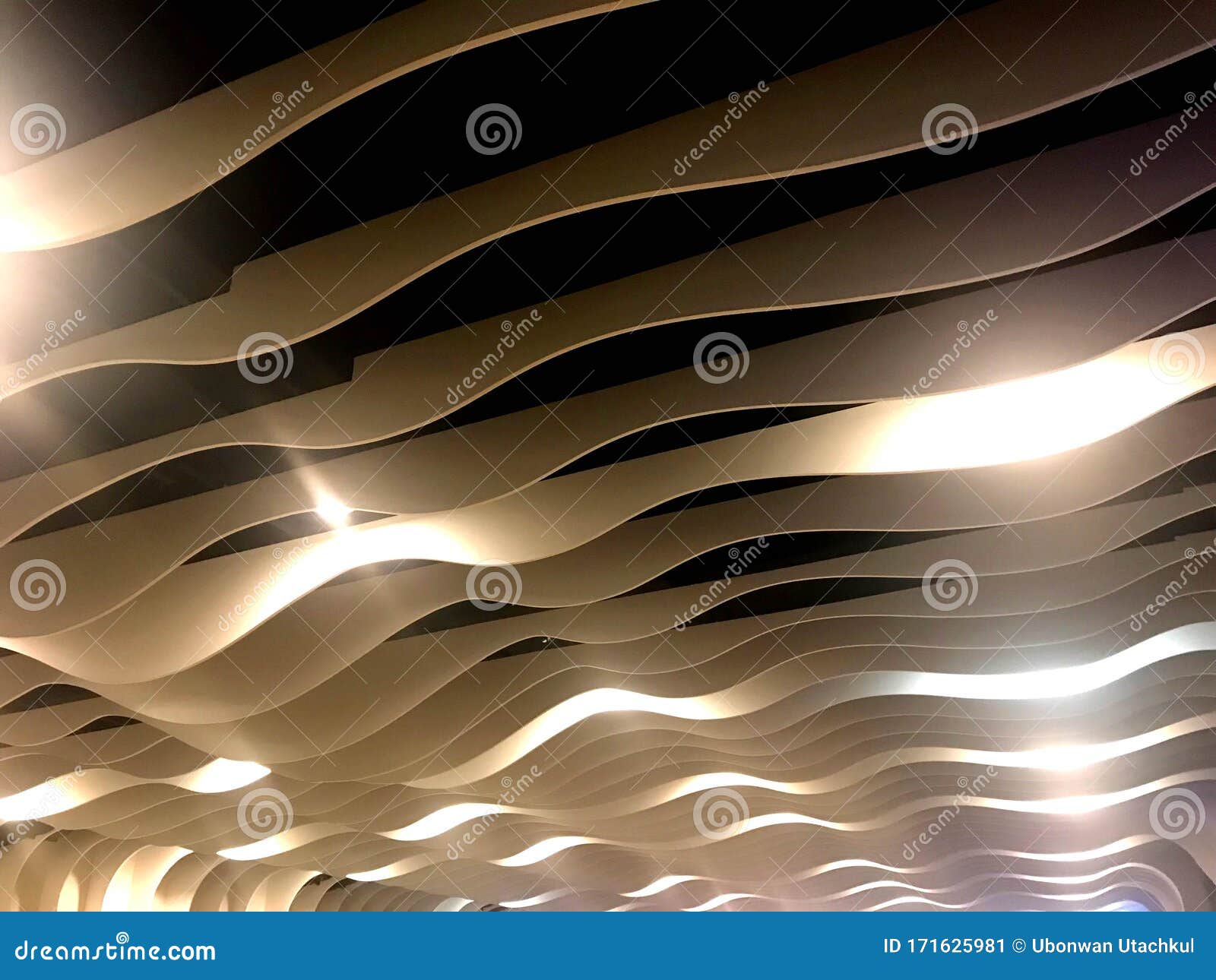 The Ceiling With The Curve Metal Sheet Block Line Design Royalty-Free ...