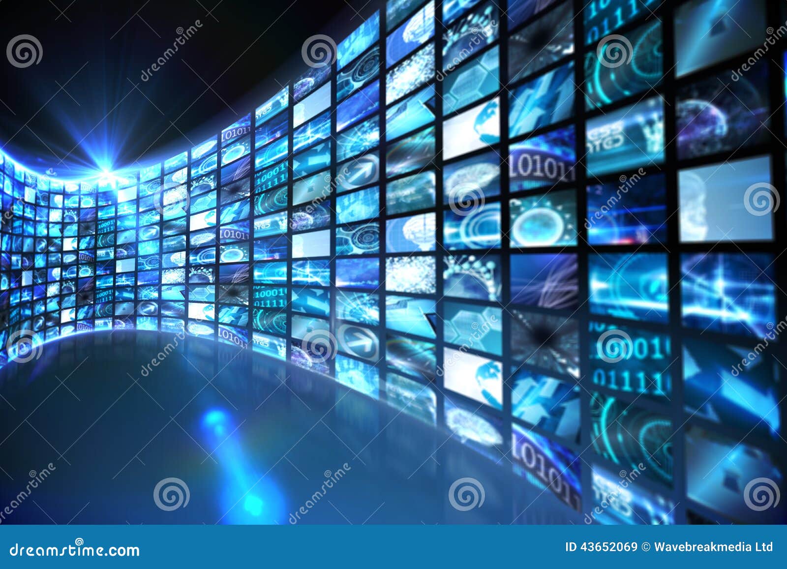 Curve of Digital Screens in Blue Stock Illustration - Illustration of ...