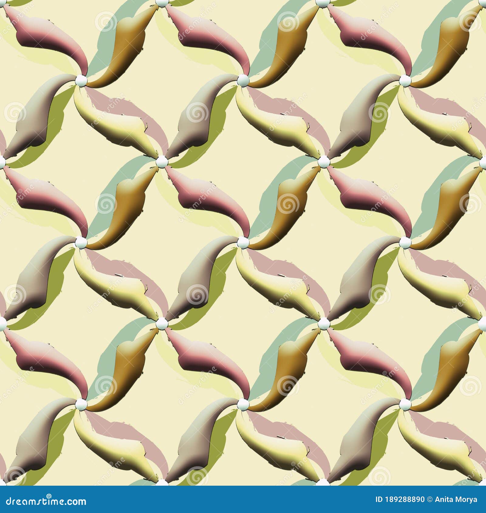 Curve Flower 3d Effect Seamless Pattern Stock Illustration ...