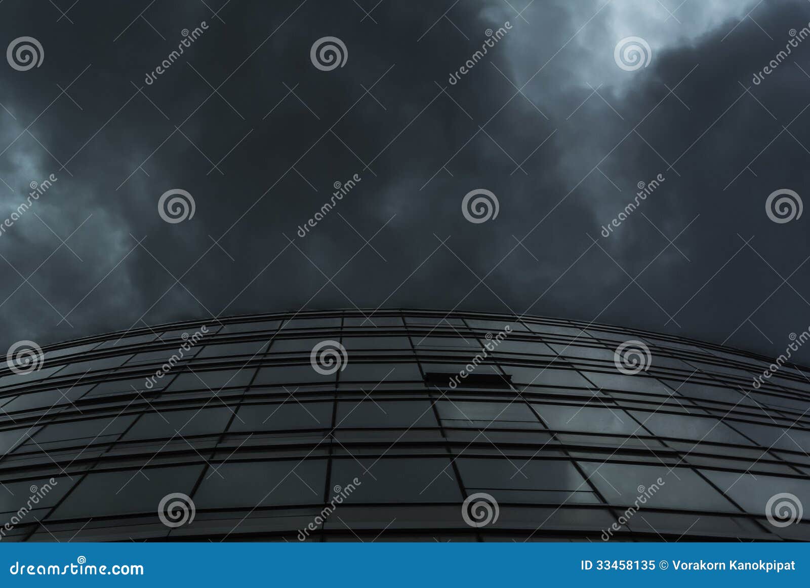 Curve Glass Building Facade Under Rain Cloud Stock Image - Image of ...