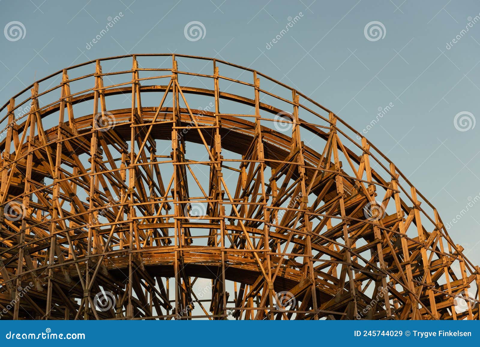 Curve of a Large Wooden Roller Coaster.. Stock Image - Image of speed ...