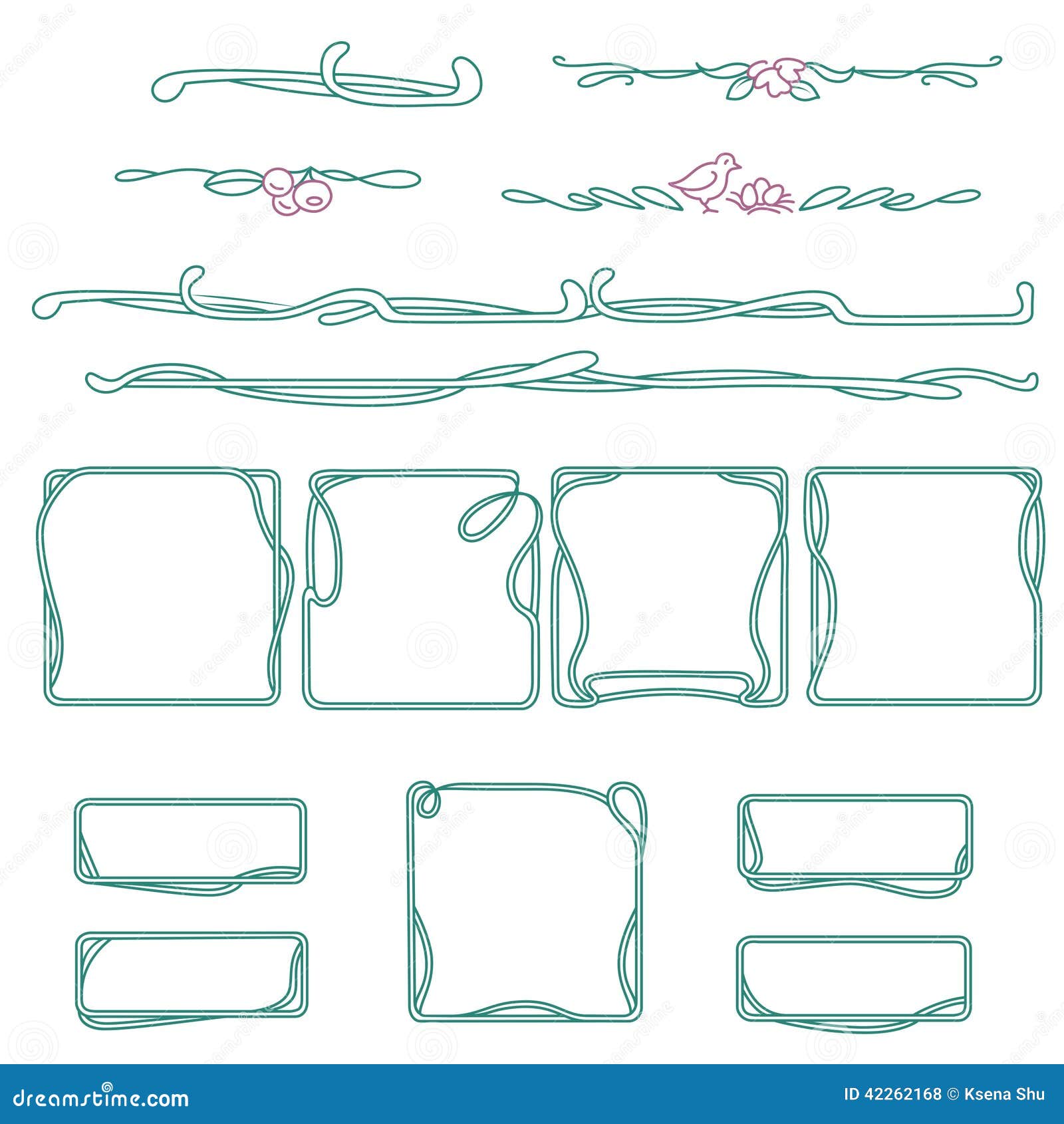 Curve Line Frames and Dividing Lines in Art-deco Style Stock Vector ...