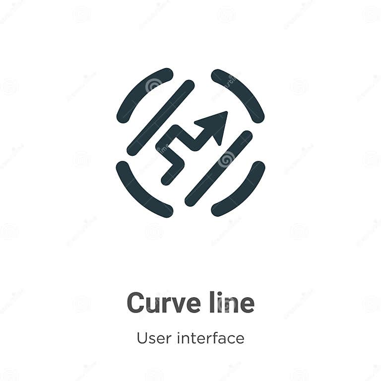 Curve Line Vector Icon on White Background. Flat Vector Curve Line Icon ...