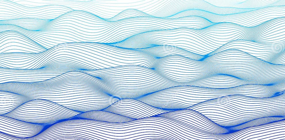 Curve Line Line Water Waves Pattern. Abstract Background, Blue Colored ...
