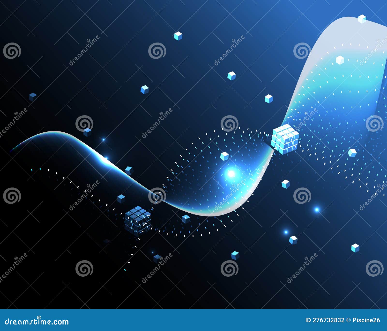 Curve Neon Light with Blue Data Technology Background Stock ...