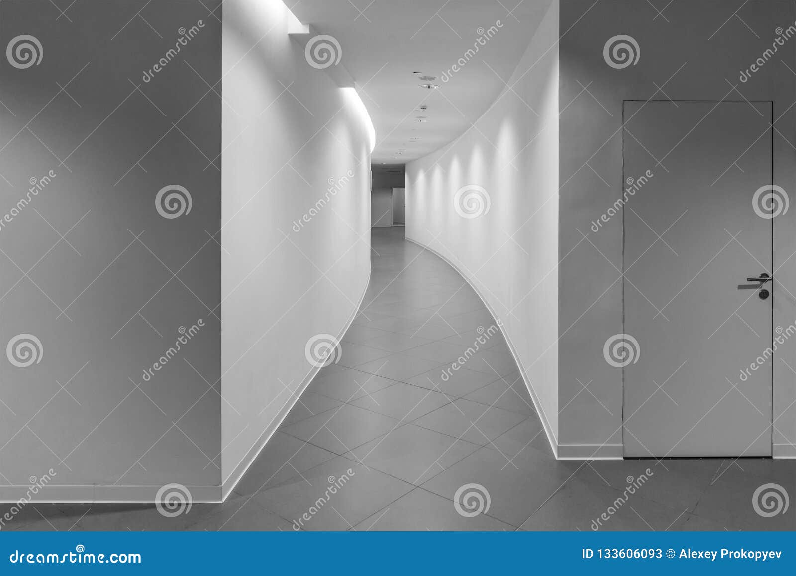 Curve Office Walkway in Modern Style. Stock Image - Image of interior ...