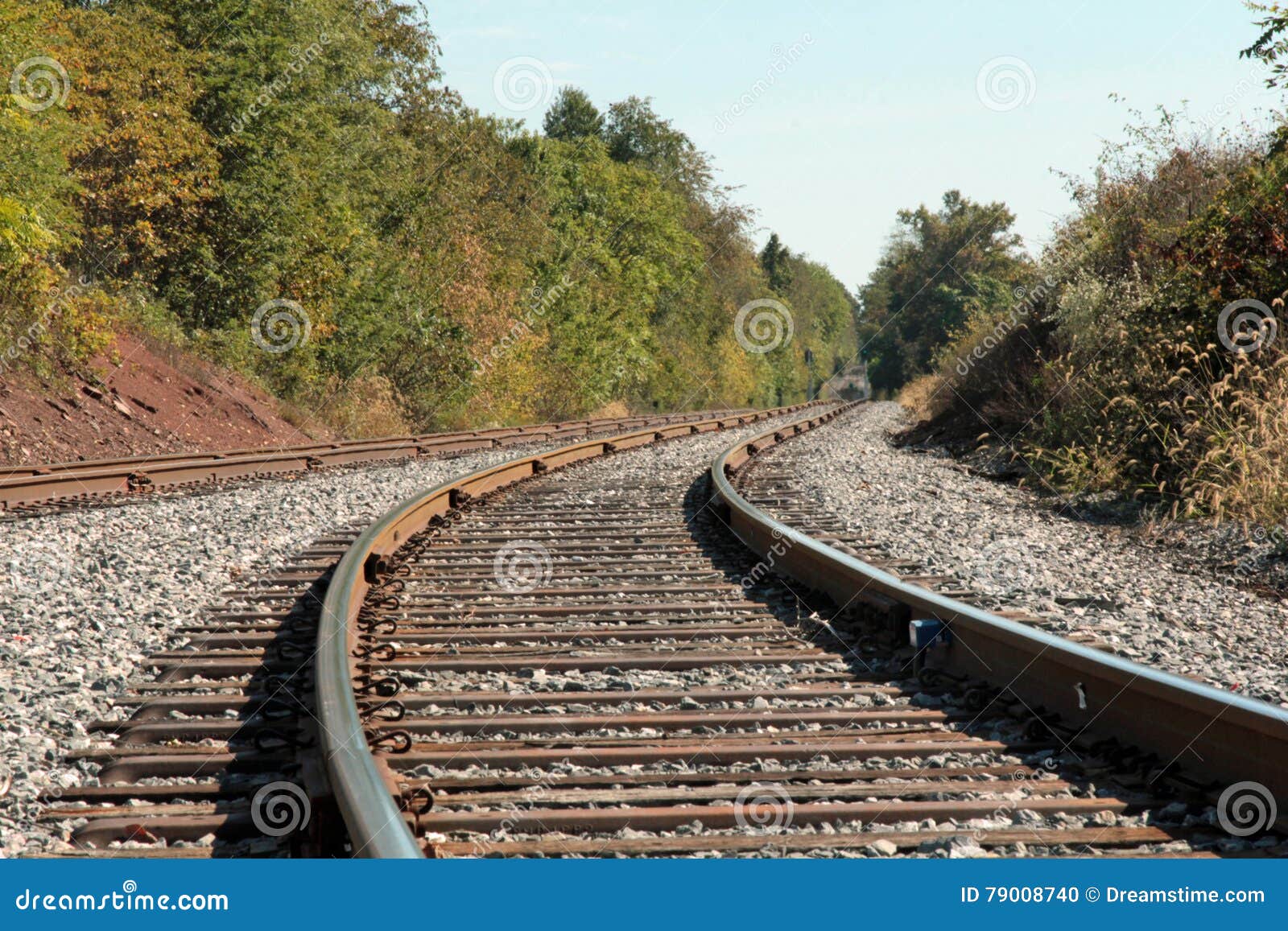 A Curve in the Railroad Tracks. Stock Photo - Image of brown, tracks ...