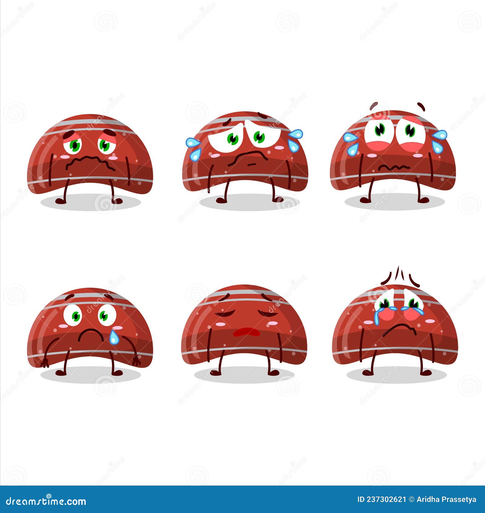 Curve Red Gummy Candy Cartoon Character with Sad Expression Stock ...