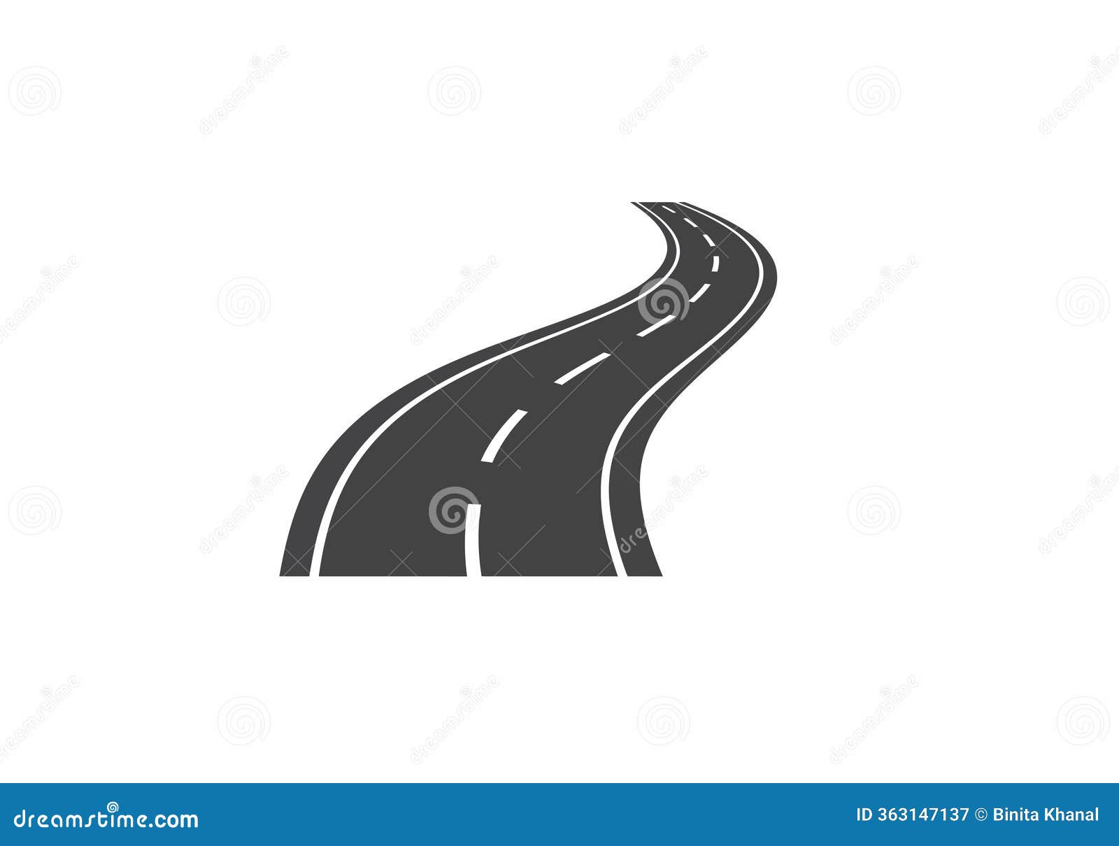 Curve road clipart stock vector. Illustration of dashed - 363147137