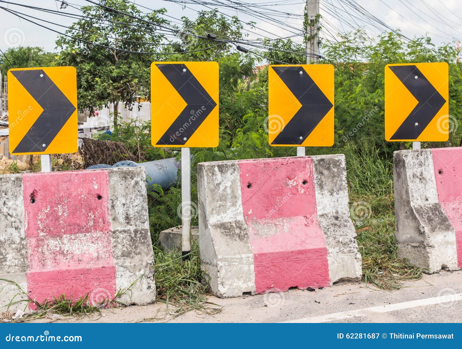 Curve road Danger signs stock image. Image of crash, arrow - 62281687