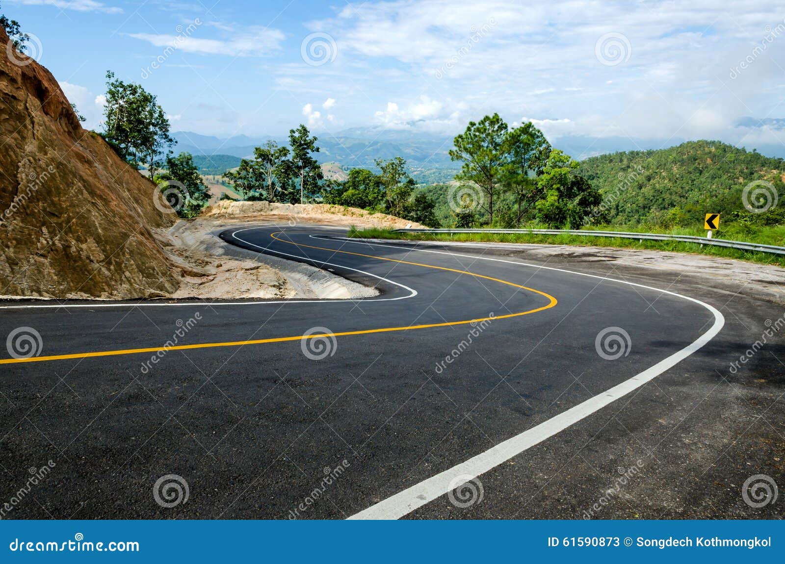 Curve road on the hill stock image. Image of environment - 61590873