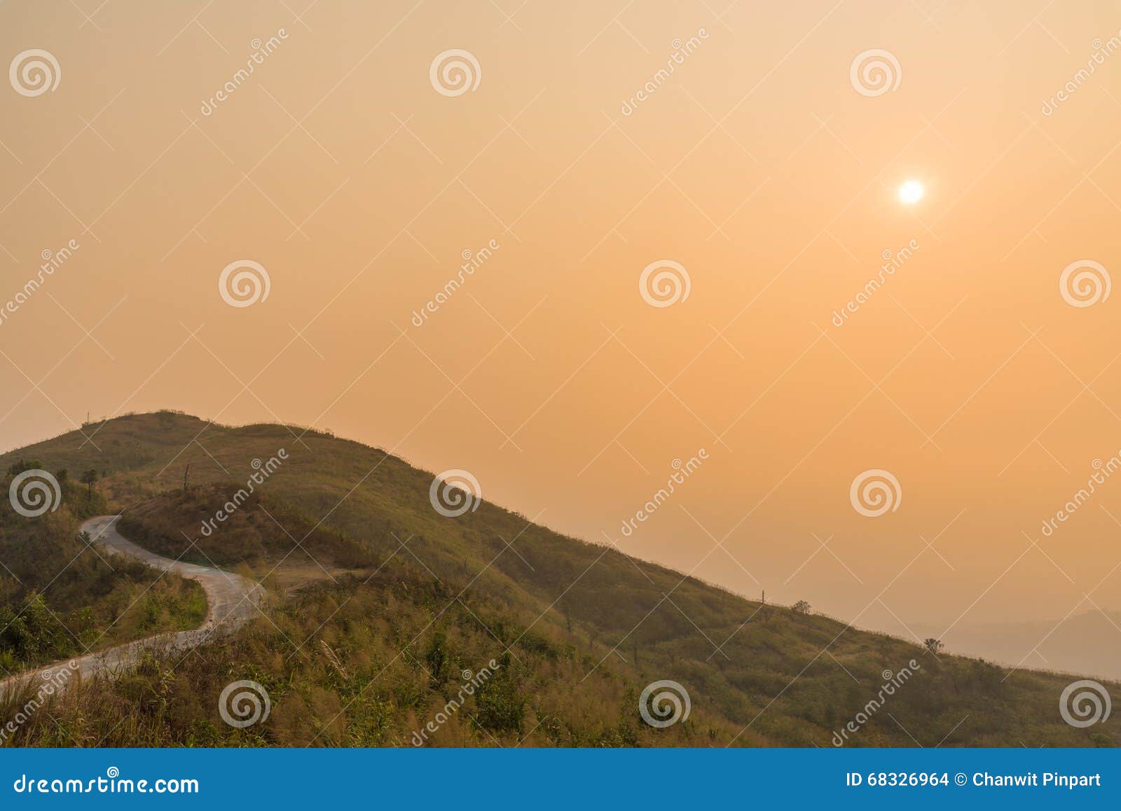 Curve Road Over the Hill at Sunset Stock Photo - Image of road, line ...