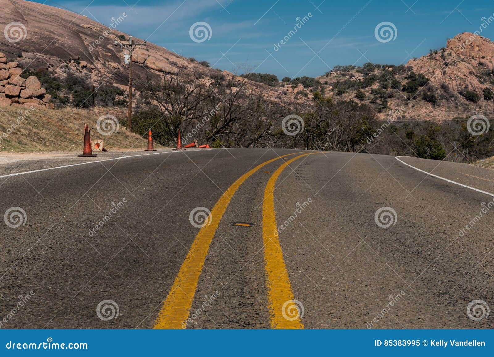 Curve of Road in Rural Texas Stock Image - Image of shoulder, driving ...
