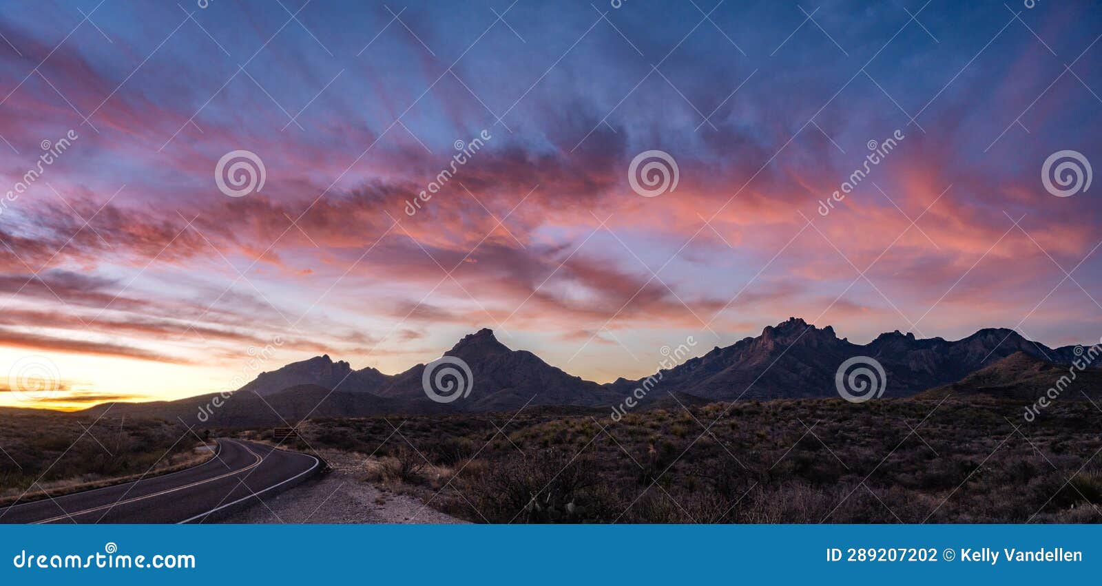 Curve in the Road with Sunrise Colors Stock Photo - Image of clouds ...