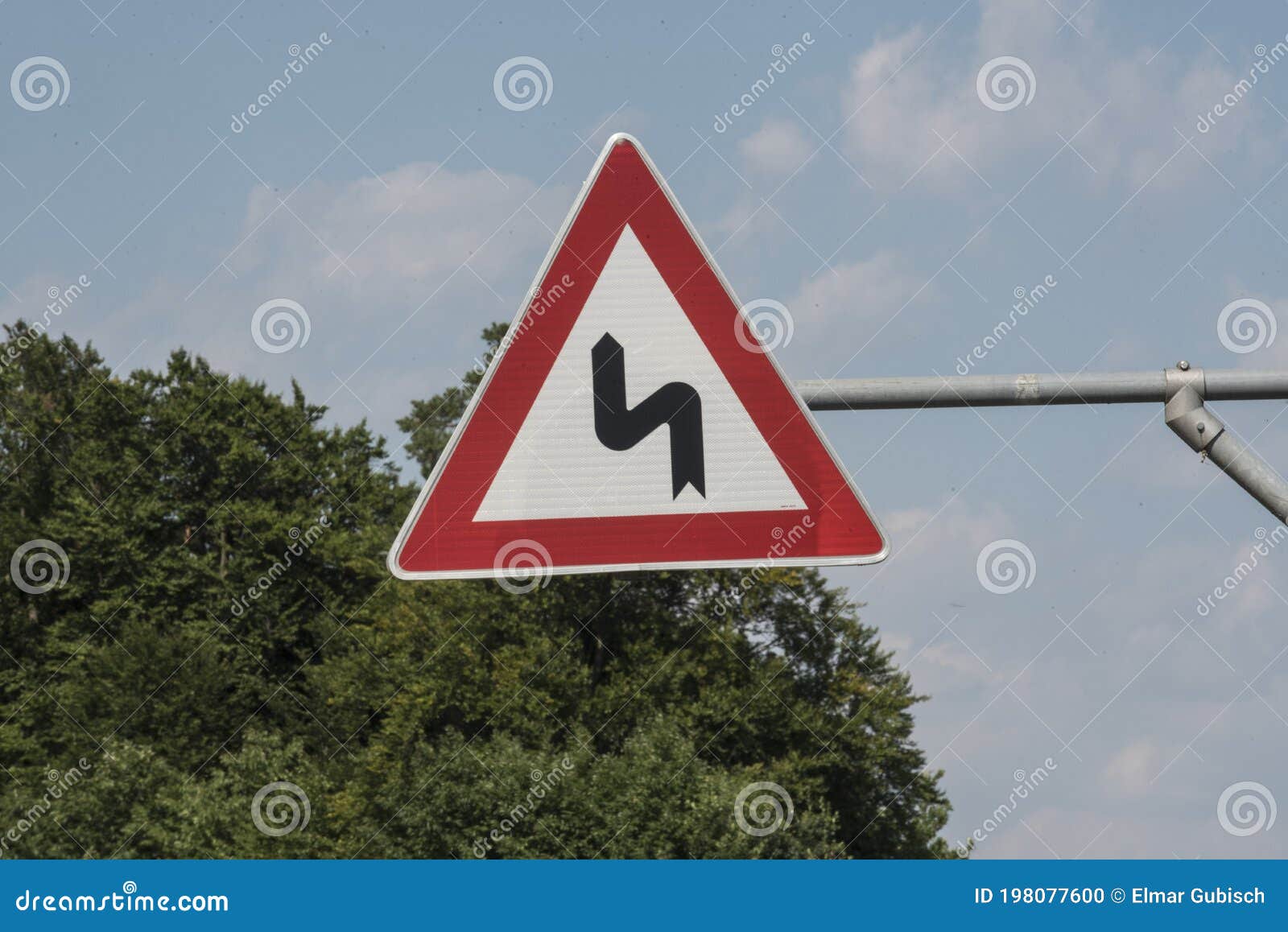 Curve on the Road and Traffic Sign Stock Photo - Image of road ...