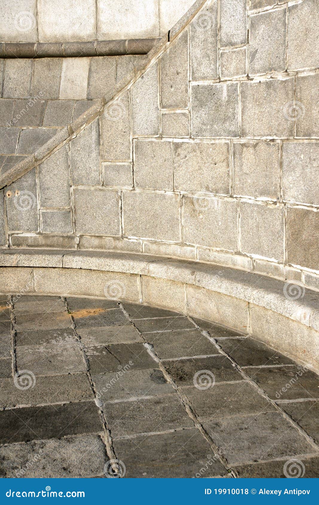 Curve Section of a Granite Stone Wall and Floor Stock Photo - Image of ...