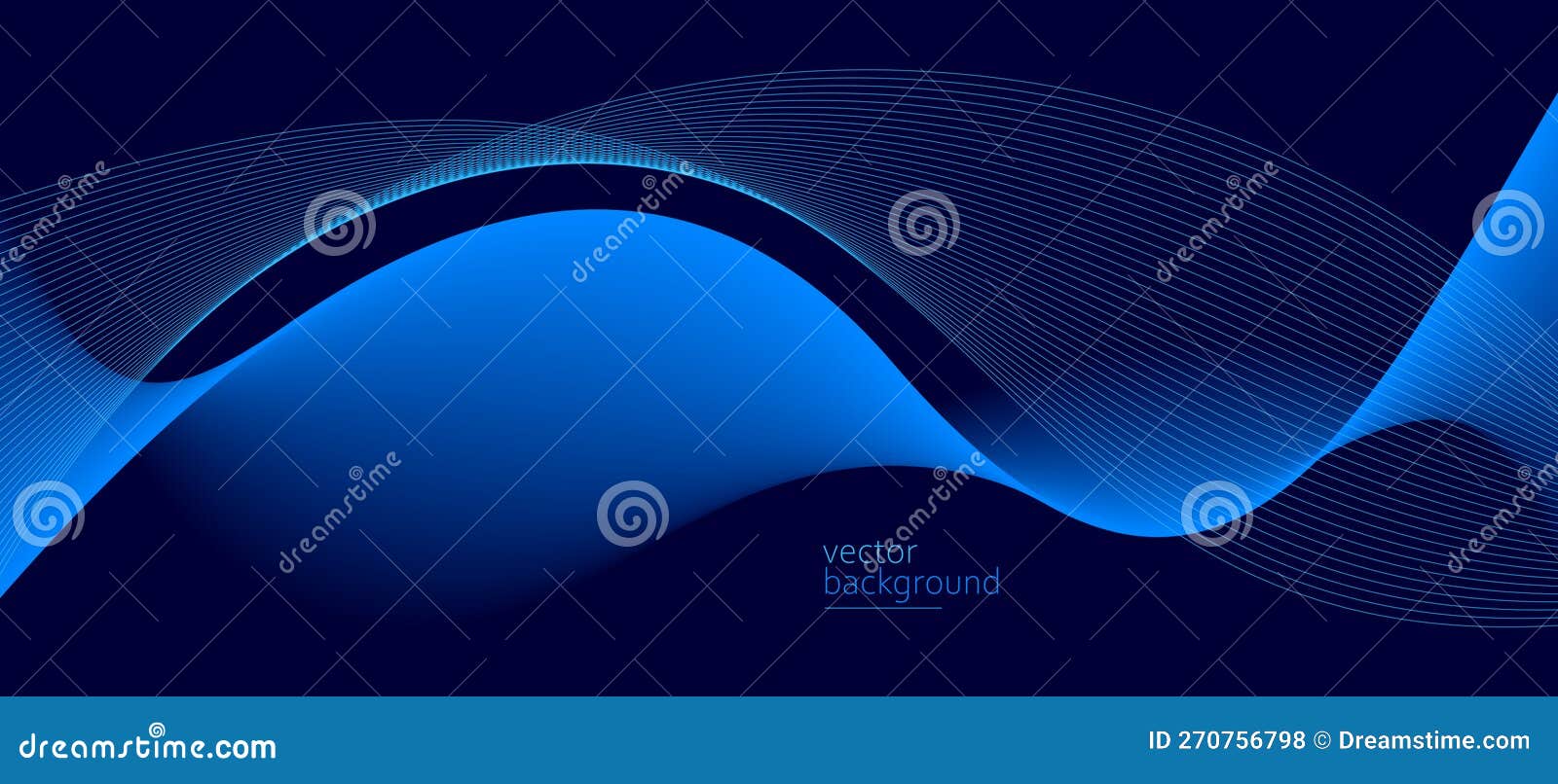 Curve Shape Flow Vector Abstract Background in Dark Blue Gradient ...