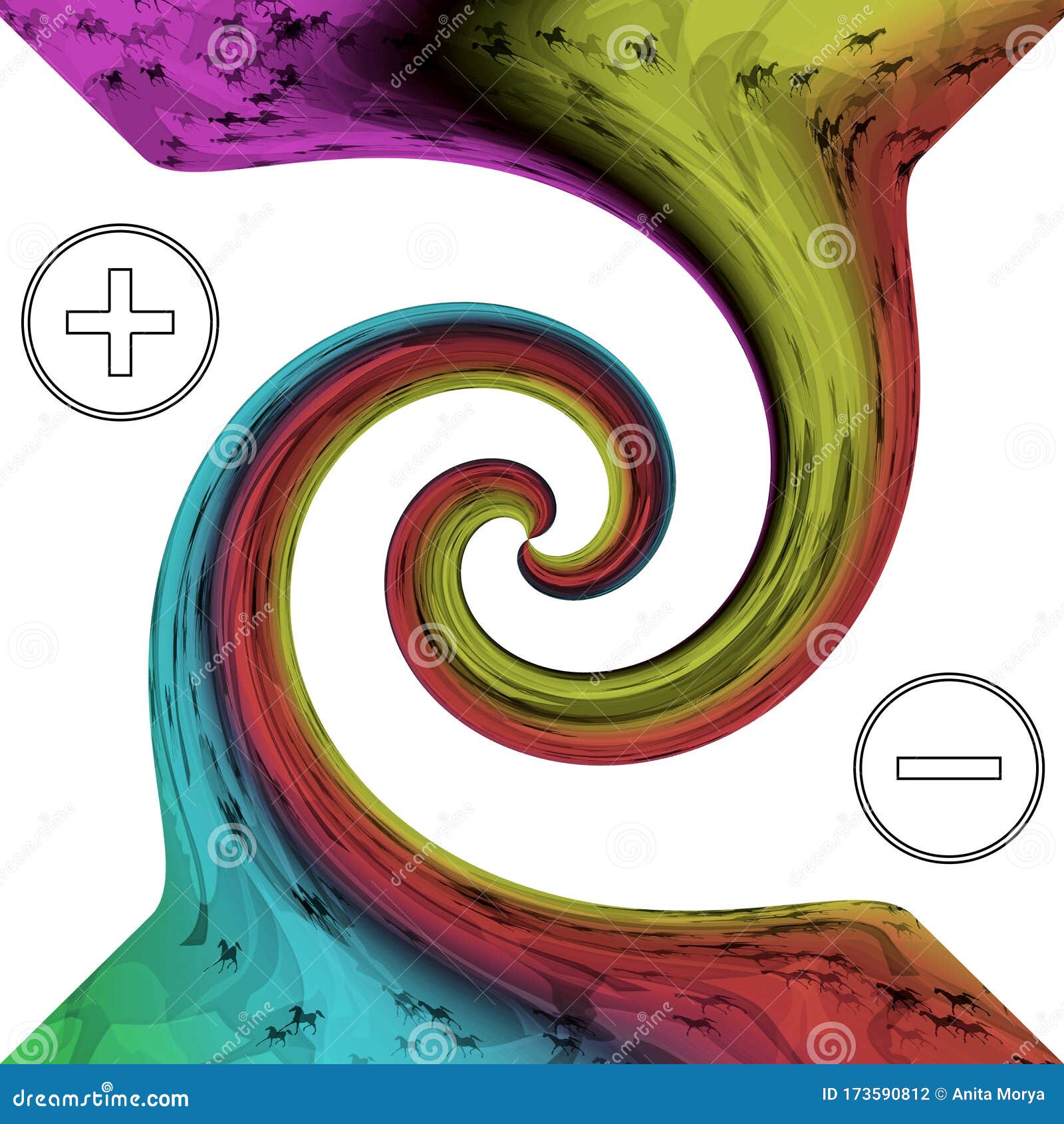 Curve Shaped Plus and Minus Symbol Stock Illustration - Illustration of ...