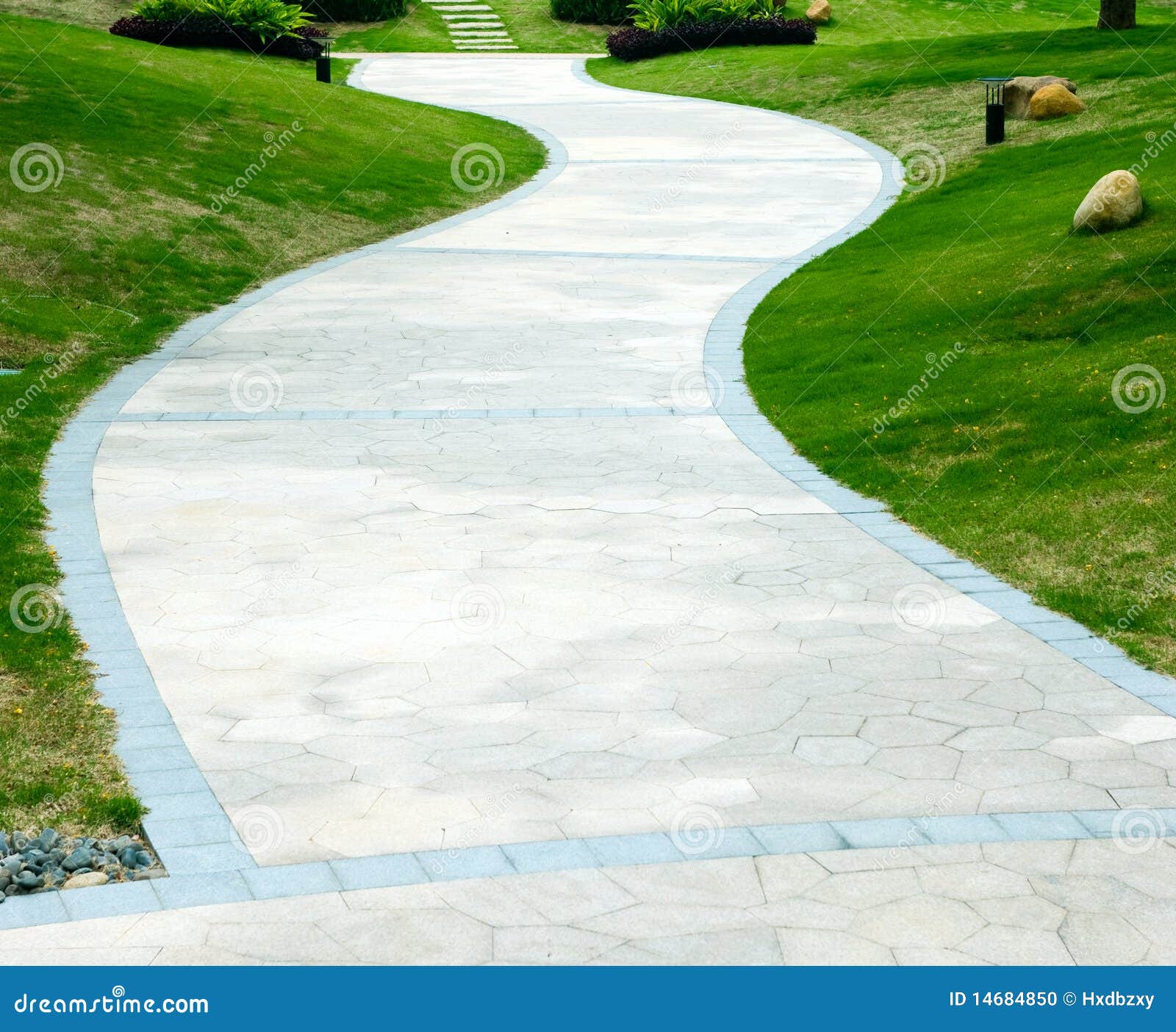 Curve stone path in garden