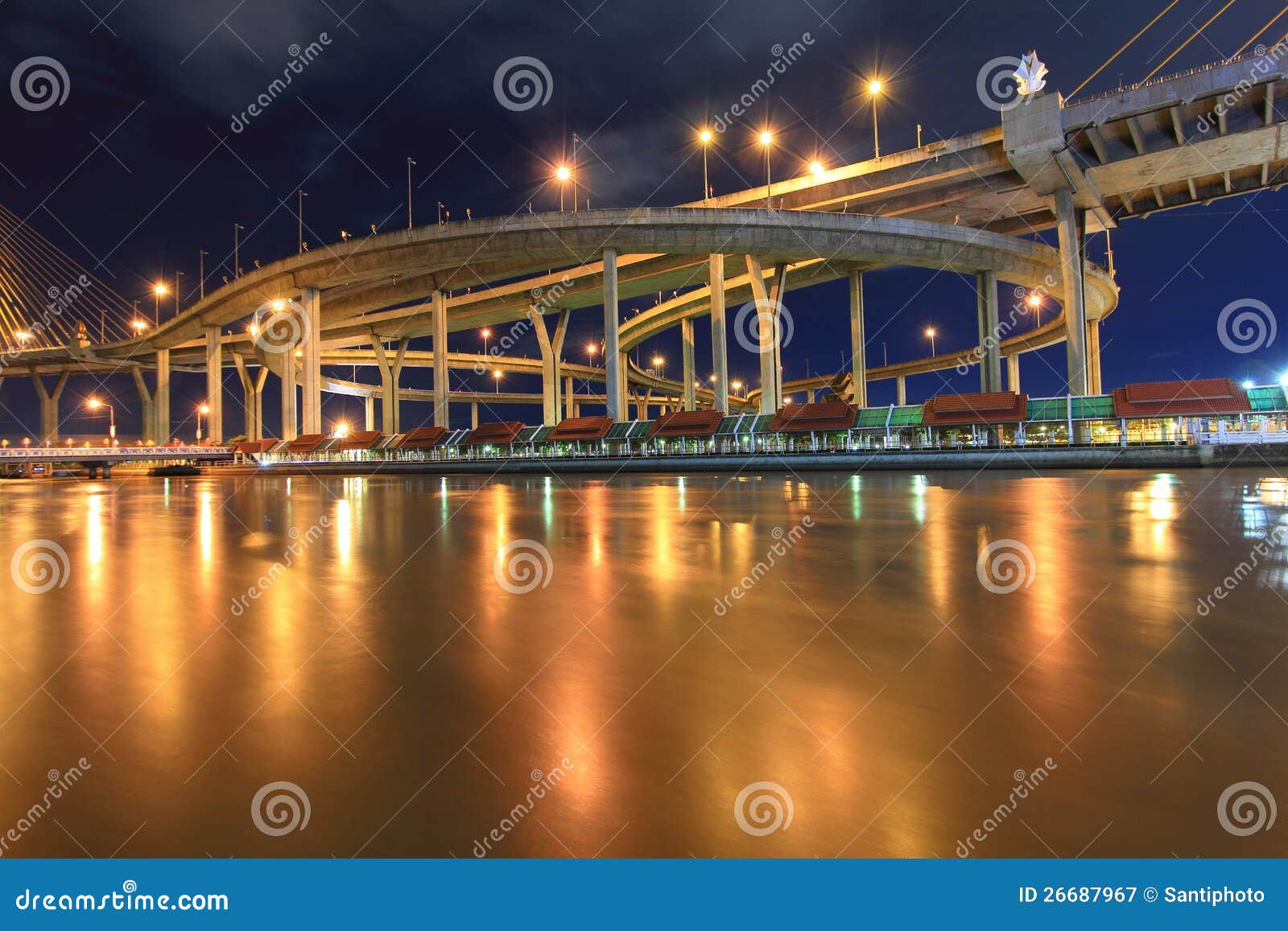 Curve of suspension bridge stock image. Image of direction - 26687967