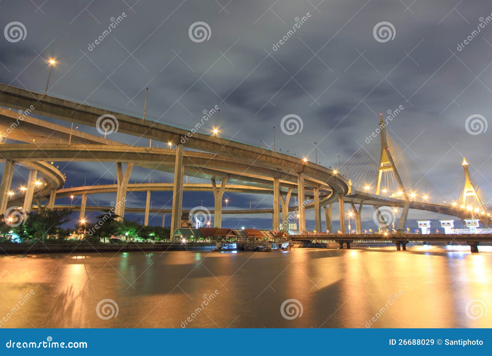 Curve of suspension bridge stock image. Image of freeway - 26688029