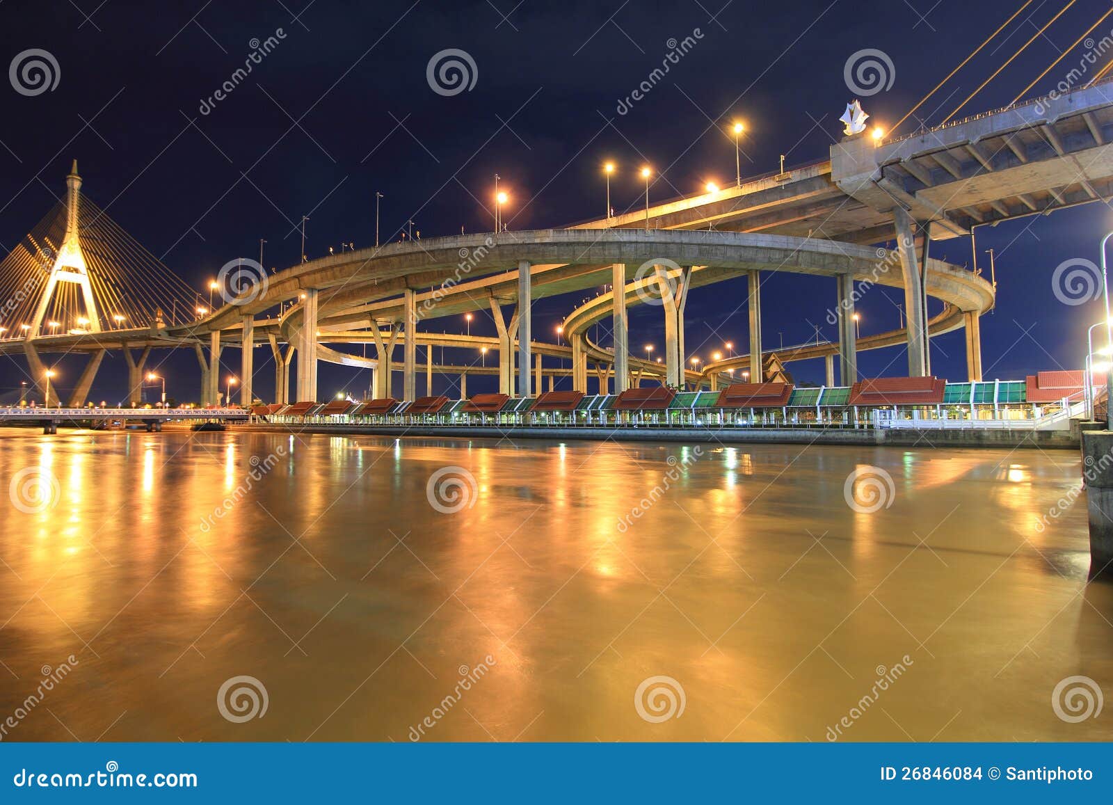 Curve of suspension bridge stock photo. Image of flow - 26846084