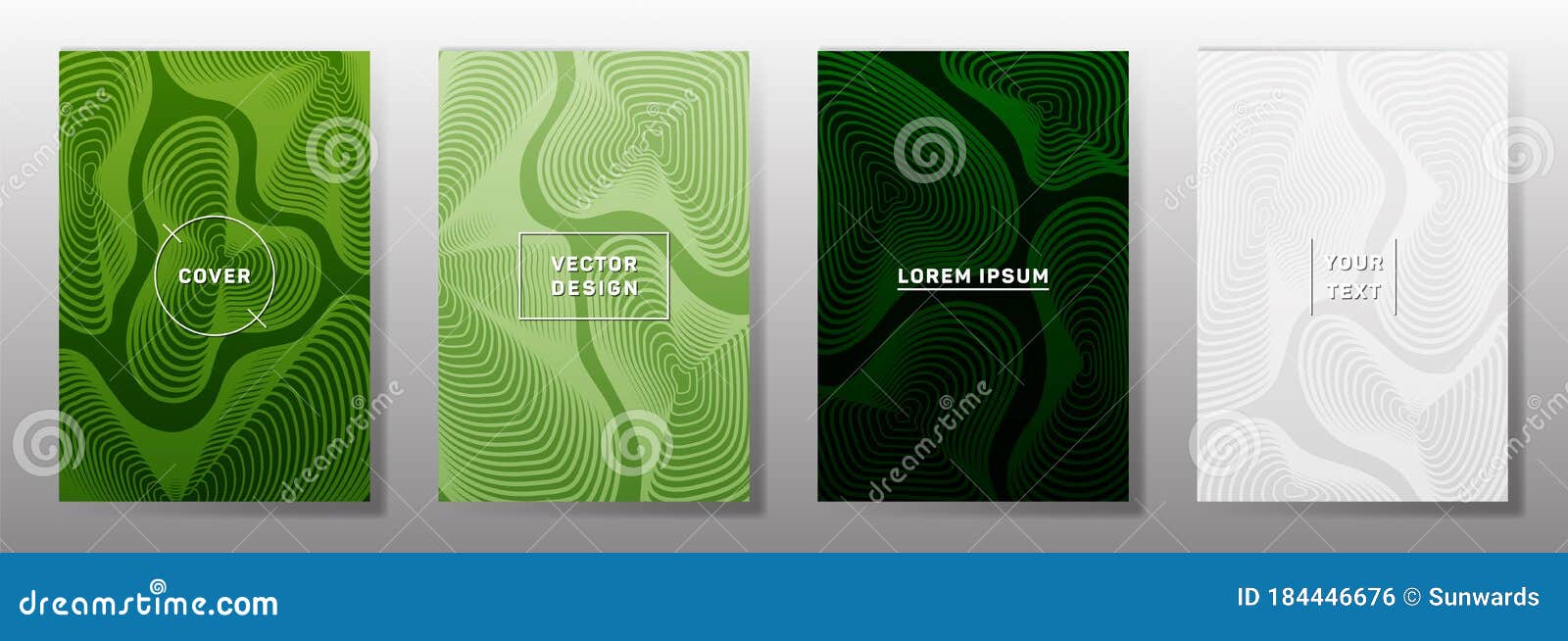 Curve Topography Lines Imitation Creative Vector Covers Set. Stock ...
