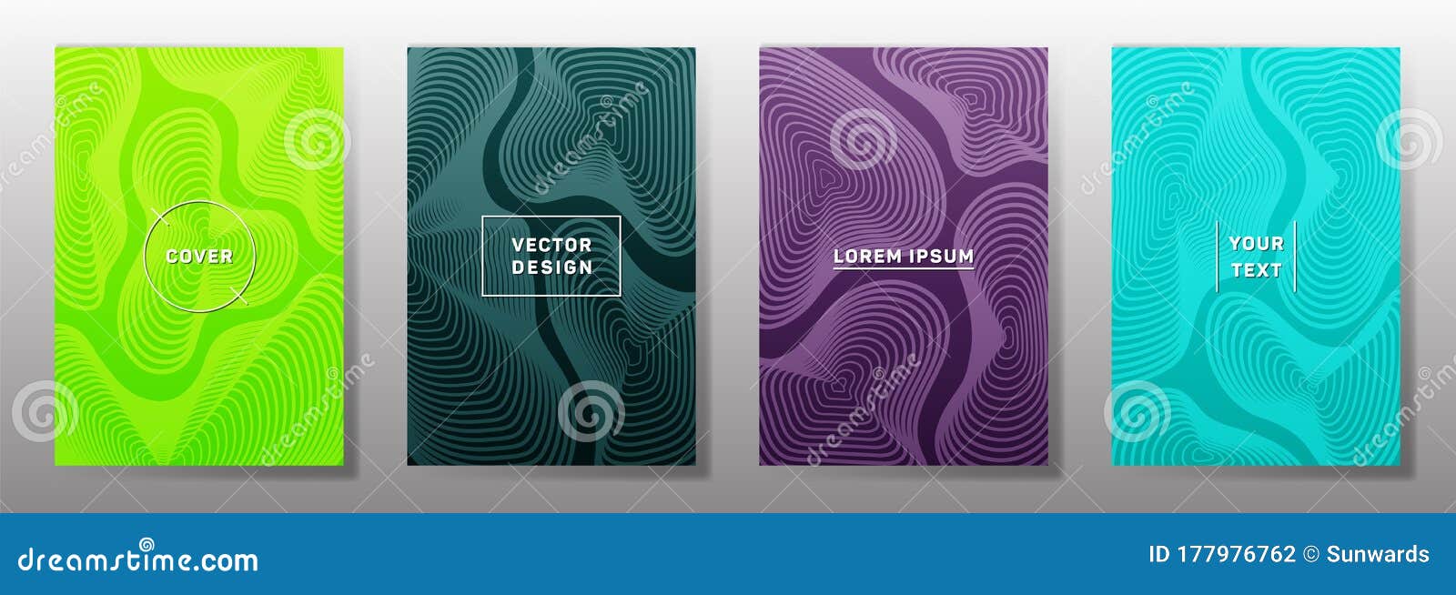 Curve Topography Lines Imitation Creative Vector Covers Set. Stock ...