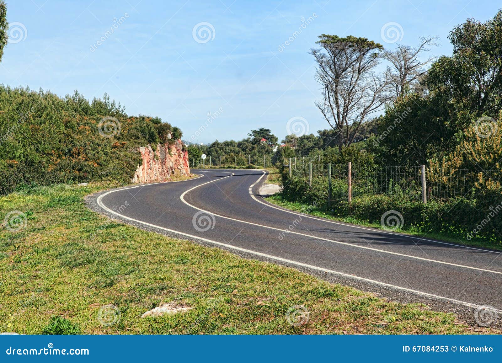 Curve way of asphalt road stock image. Image of journey - 67084253