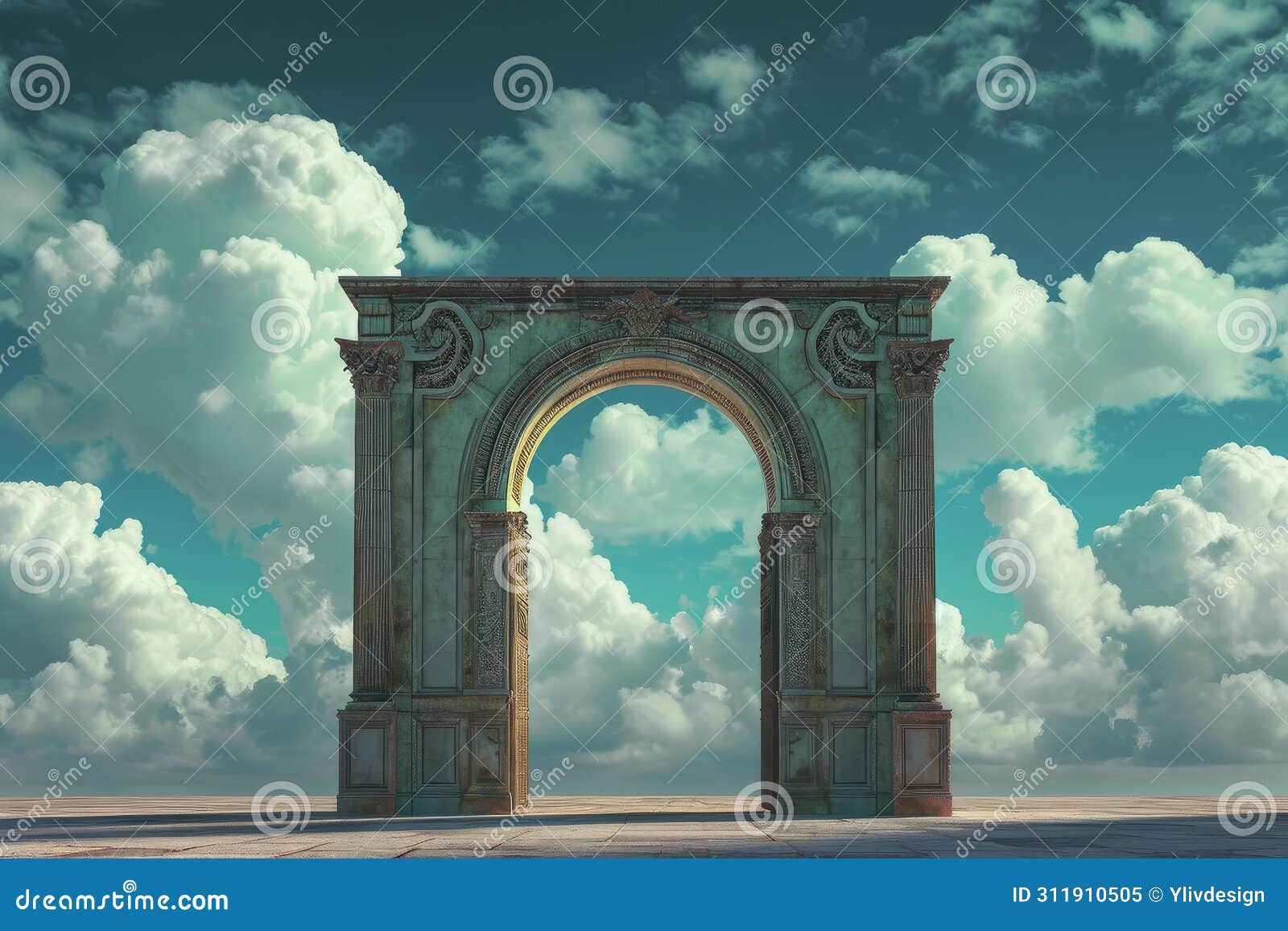 Curved Arched Gate Surreal. Generate Ai Stock Image - Image of water ...