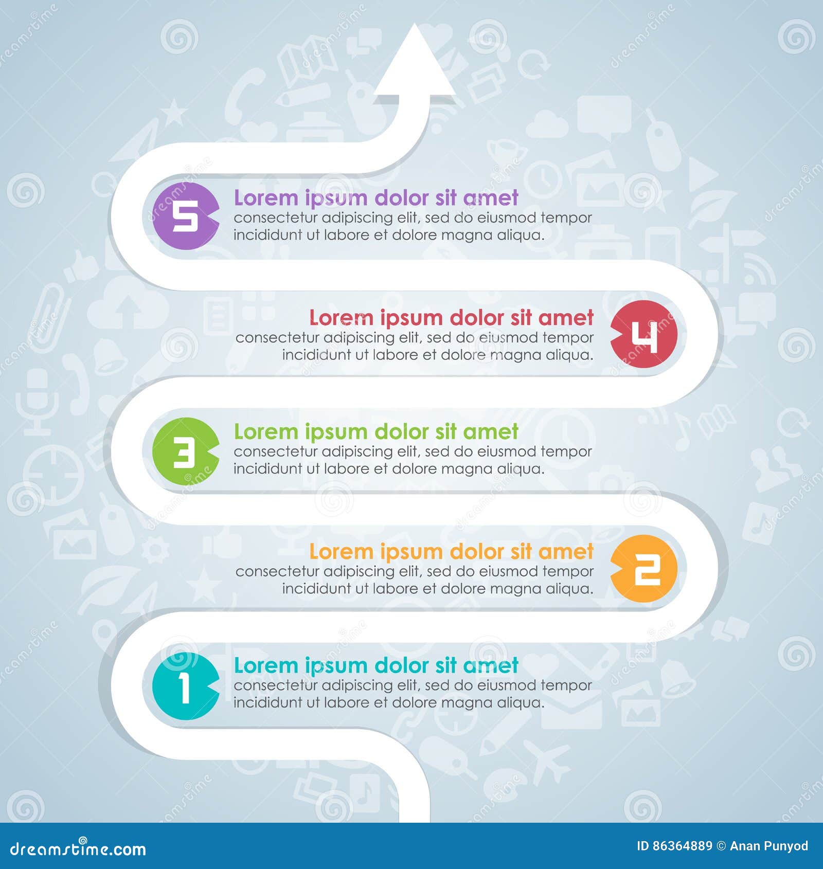 Curved Arrow Direction and Text for Infographic Vector Design Stock ...