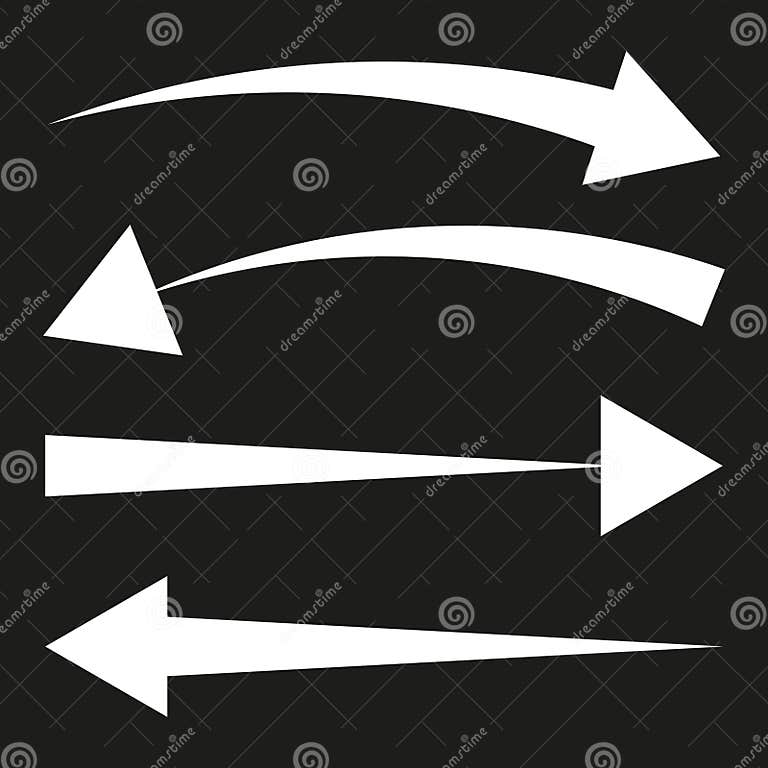 Curved Arrow Icons. White Directional Symbols. Abstract Pointer Shapes ...