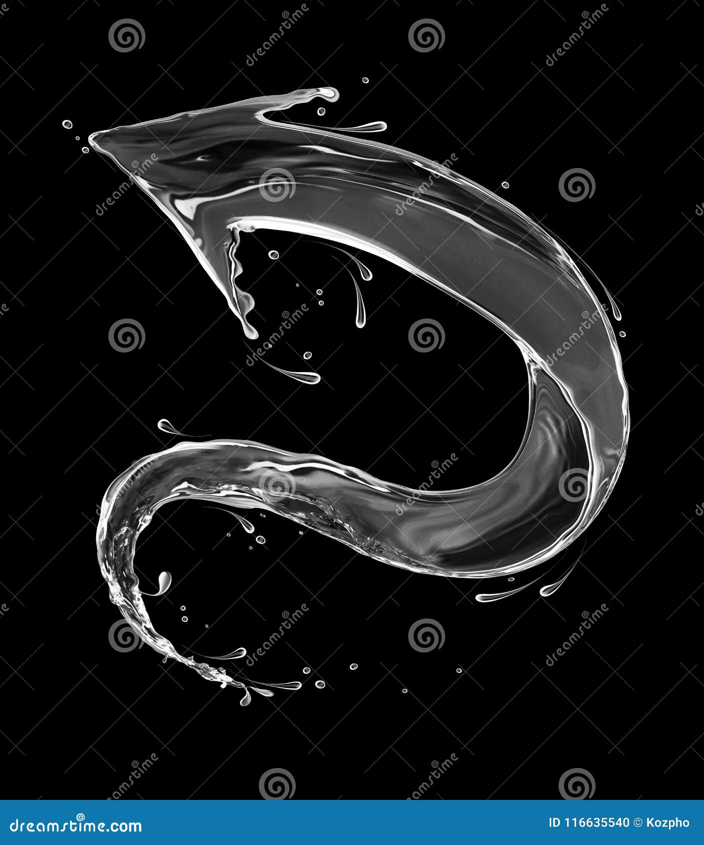 Curved Arrow Made Of Water Splashes, Isolated On A White Background ...