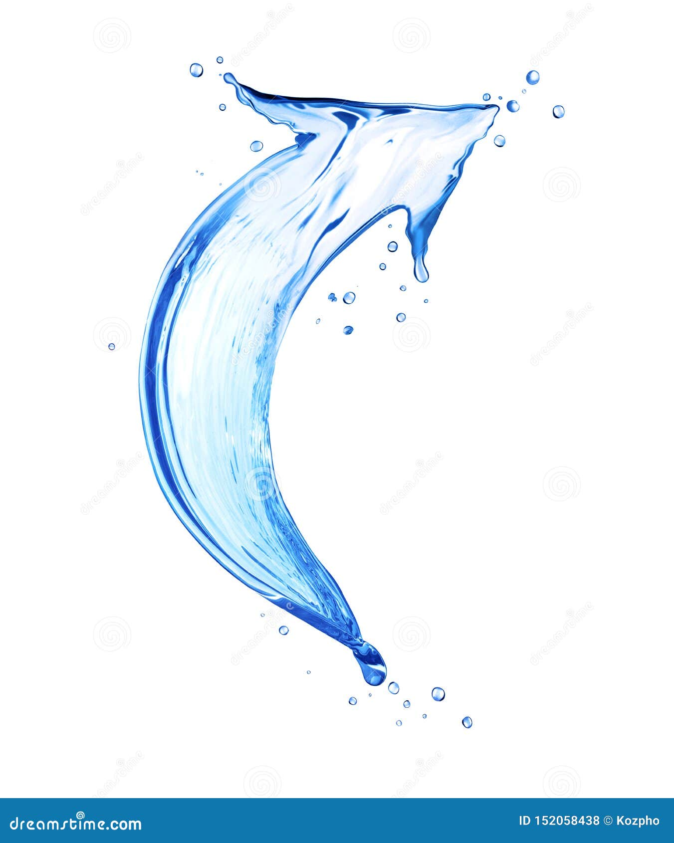 Curved Arrow Made Of Water Splashes, Isolated On A White Background ...