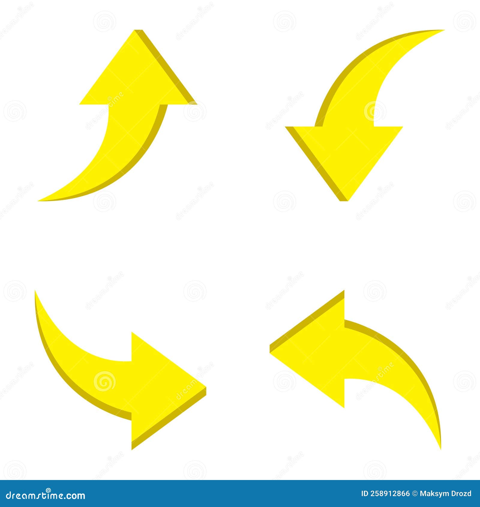 Curved Arrow Set: Up, Down, Left, Right. Stock Vector - Illustration of ...