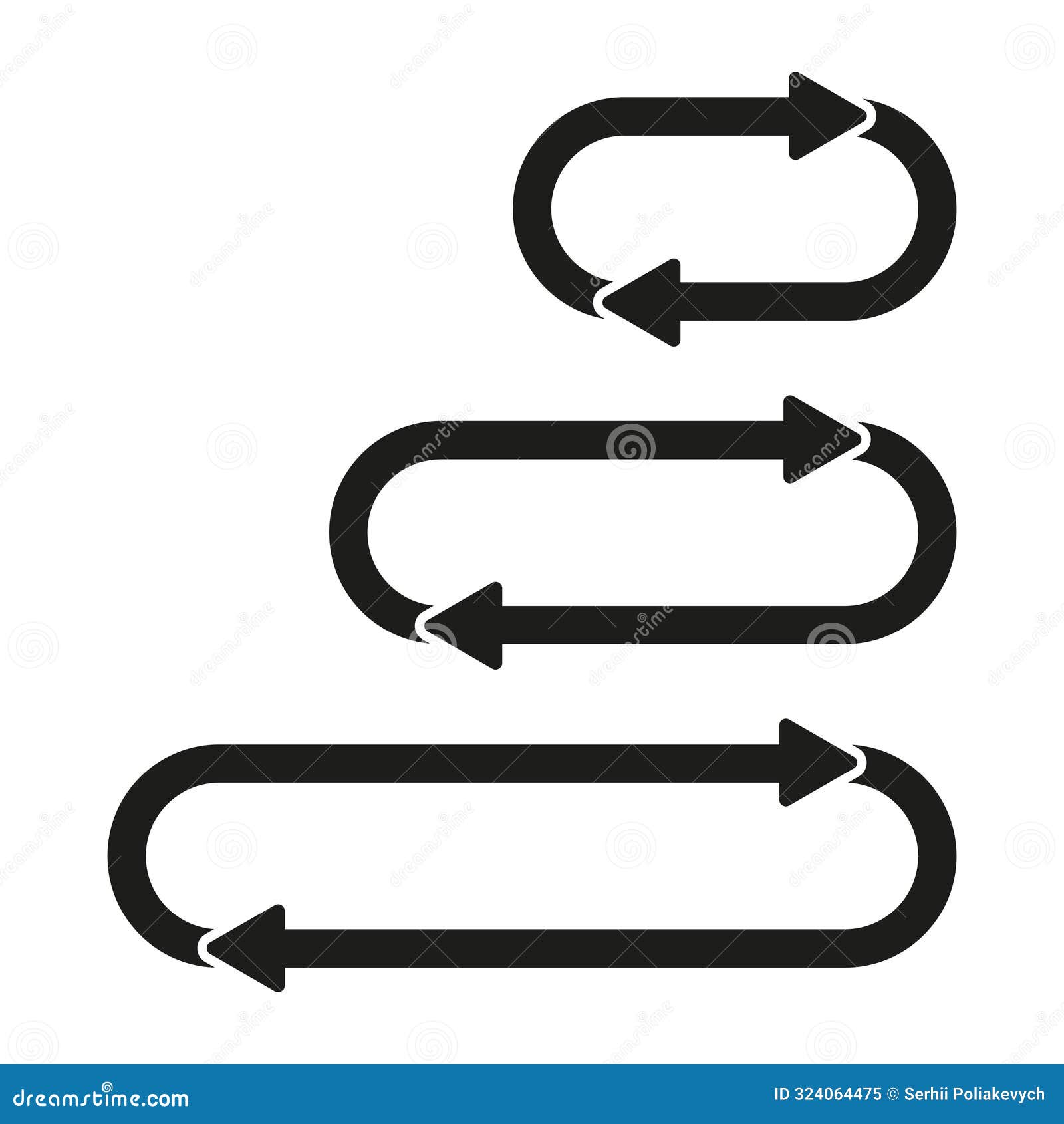 Curved Arrows Icons. Directional Loop Symbols. Black And White Vector ... Curved Arrows Icons. Directional Loop Symbols. Black And White Vector ...