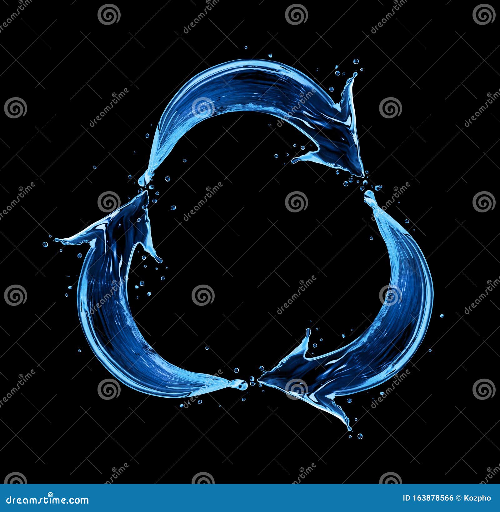 Curved Arrows Made Of Water Splashes In A Circular Motion, Isolated On ...