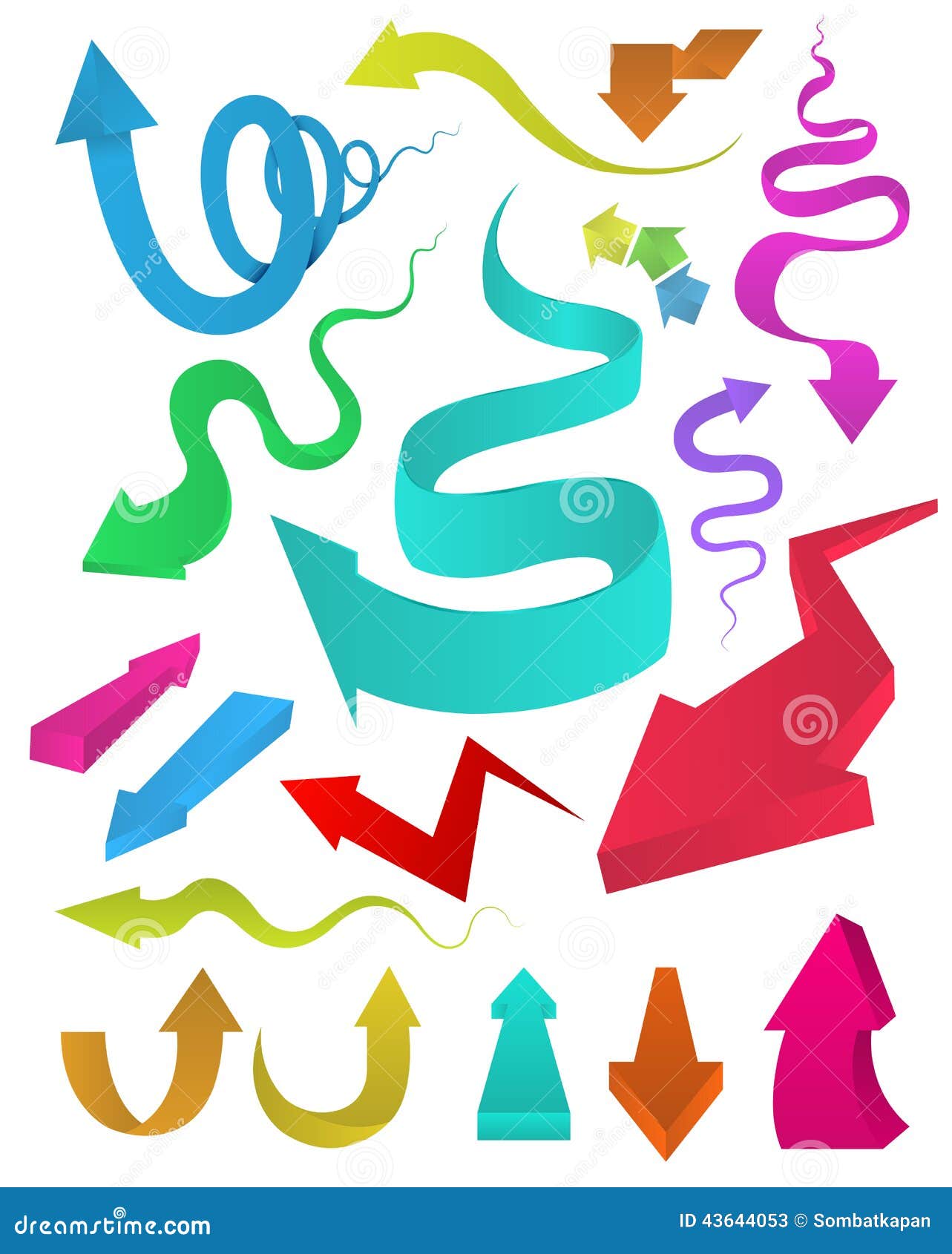 Curved Arrows Multi Colour Set. Stock Vector - Illustration of graphic ...