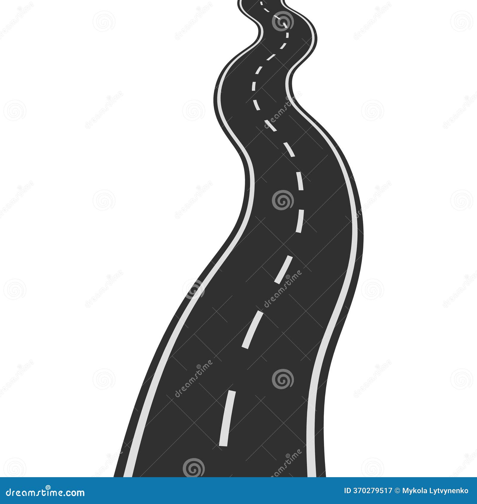 Curved Asphalt Road With Double White Lines On Transparent Background ...