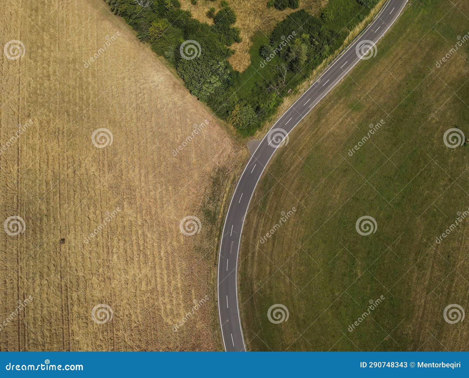 Curved Asphalt Road in the Landscape from Above Stock Image - Image of ...