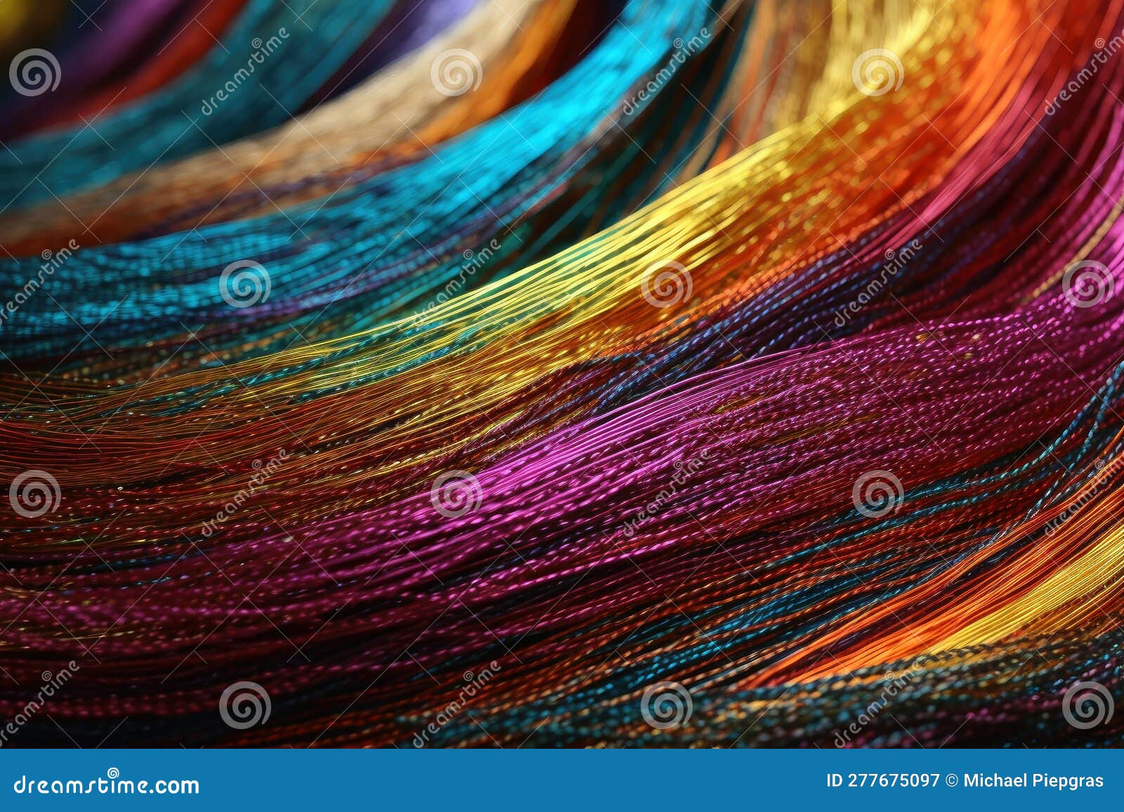 A Curved Background of Fine Threads in Bright Colours Created with ...