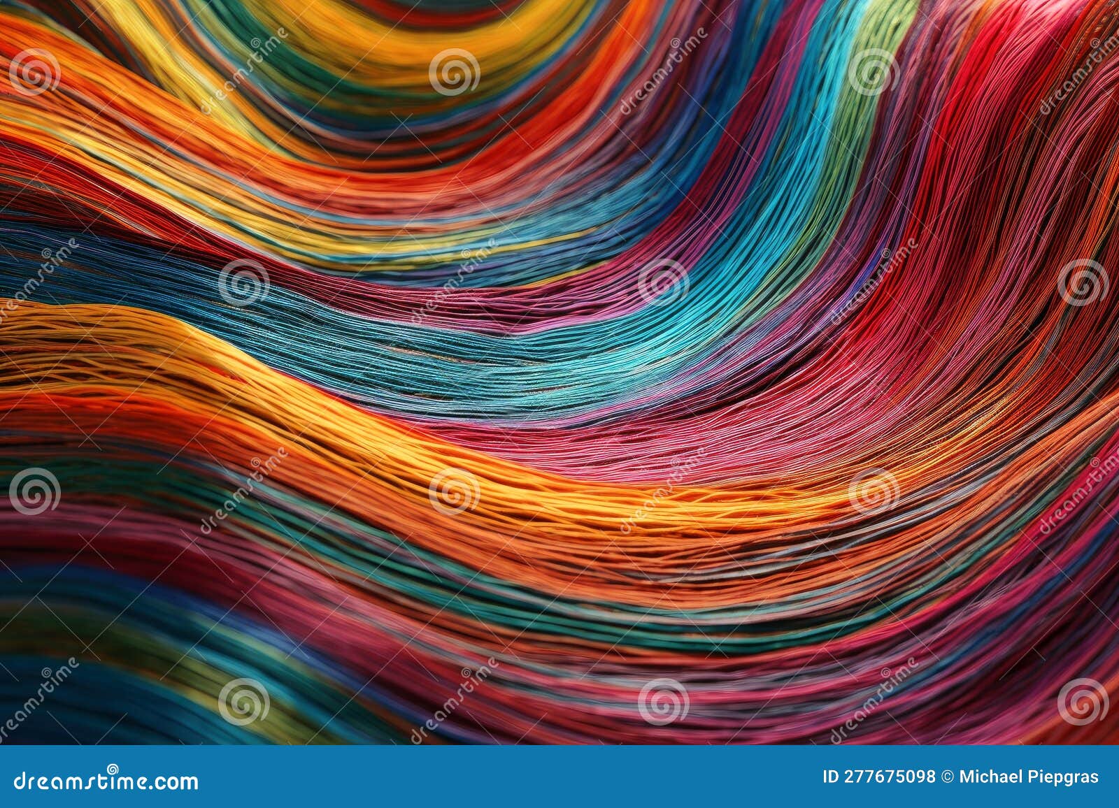 A Curved Background of Fine Threads in Bright Colours Created with ...