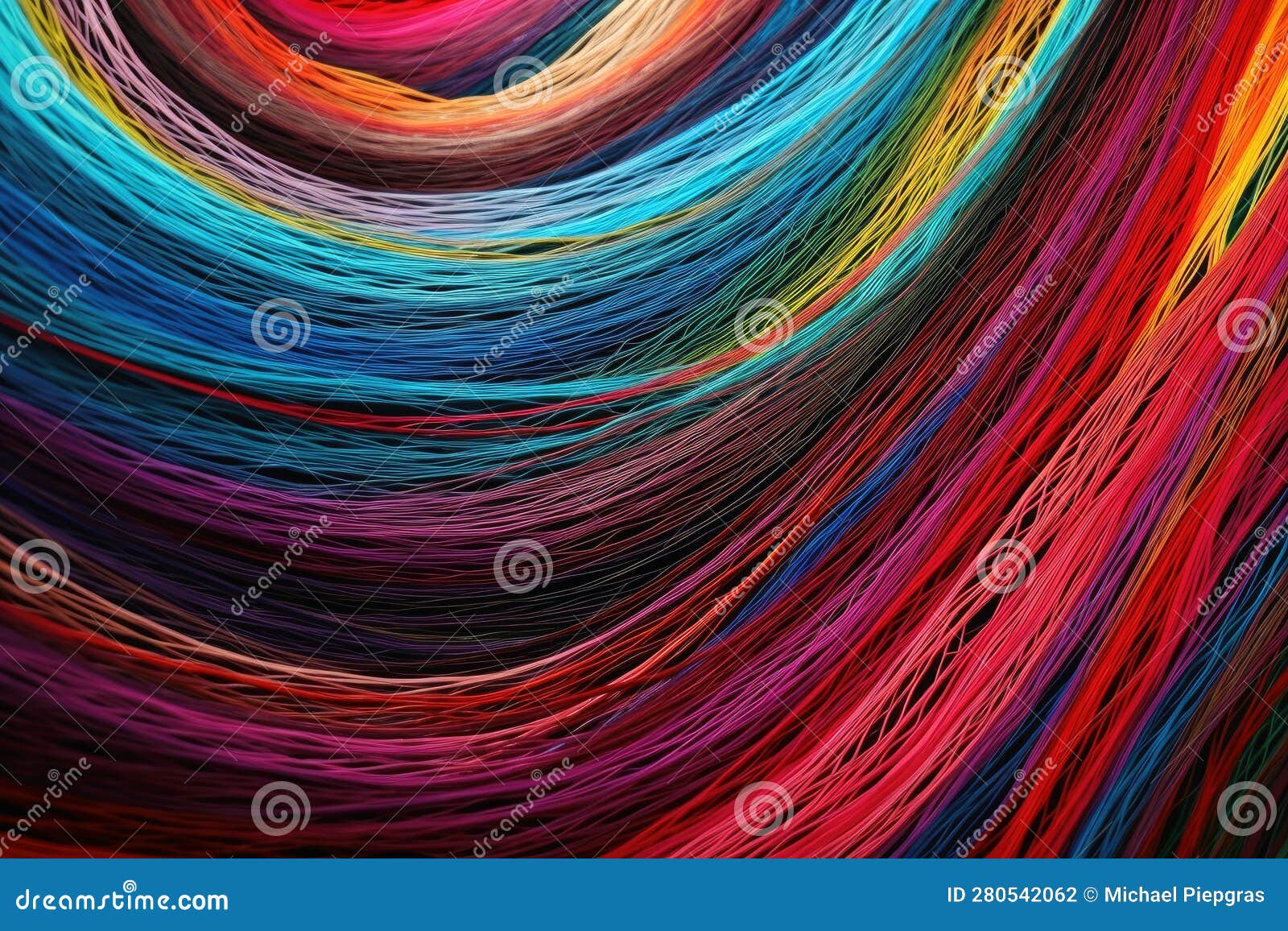 A Curved Background of Fine Threads in Bright Colours Created with ...
