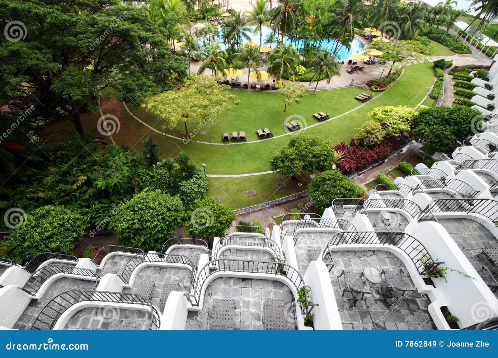 Curved Balcony & Garden Stock Image - Image of curved, gray: 7862849