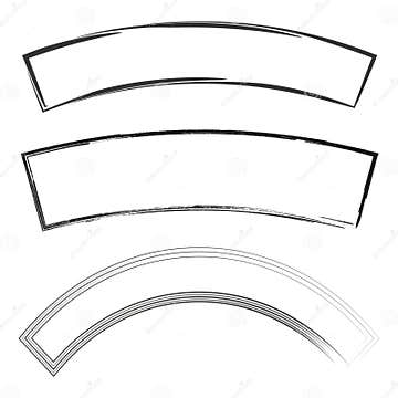Curved Banner Frames. Different Sketch Styles. Black and White Vector ...