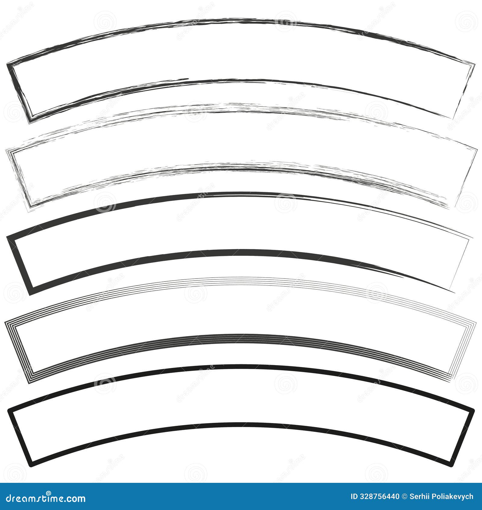 Curved Banner Frames. Distressed and Clean. Black Outlines. Vector ...