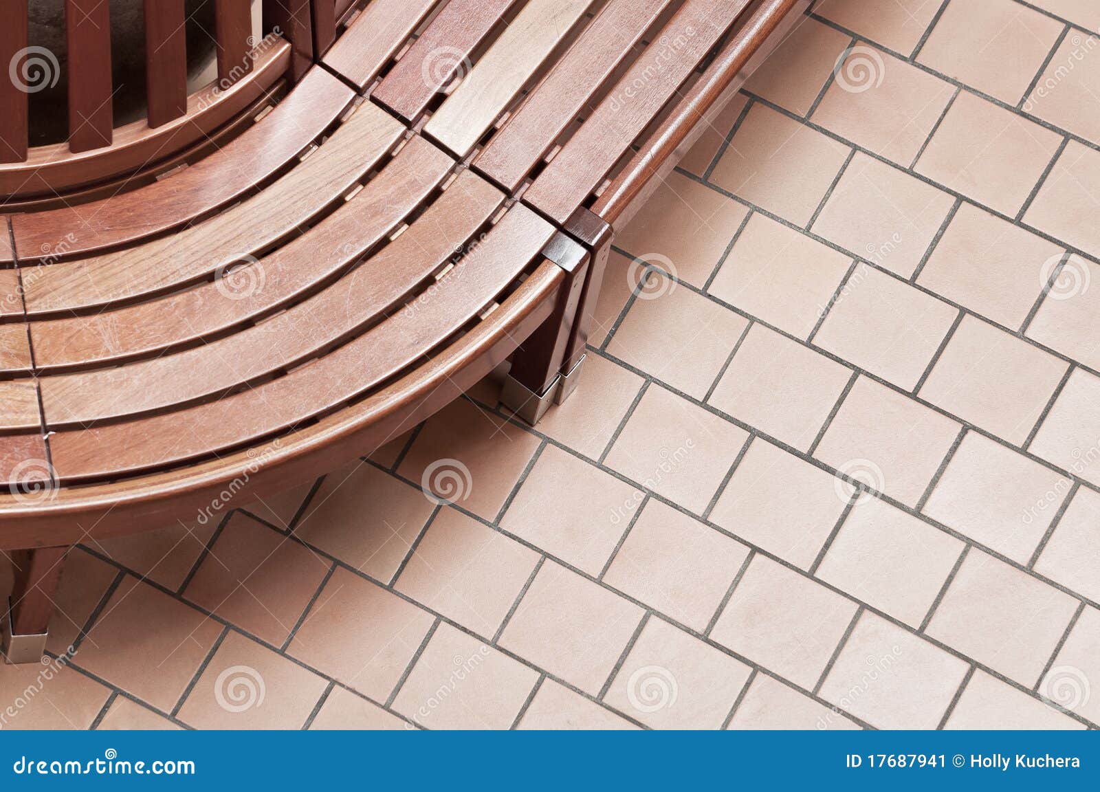 Curved Bench & Tile Floor Stock Image - Image of furniture, pattern ...
