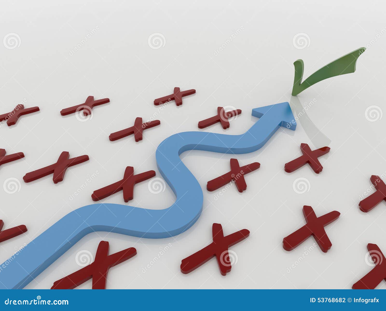 Curved Blue Arrow Path To Solution Stock Illustration - Illustration of ...